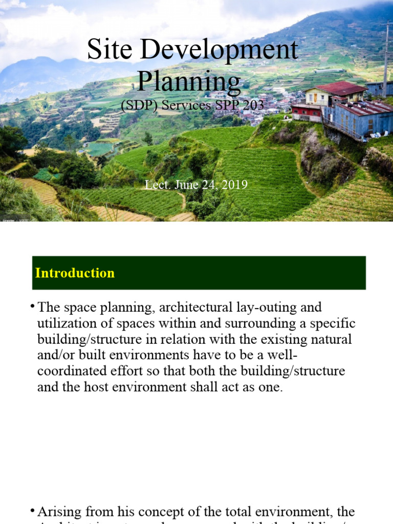Lect. 1 Site Devt Planning (SDP) Services SPP 203 | PDF