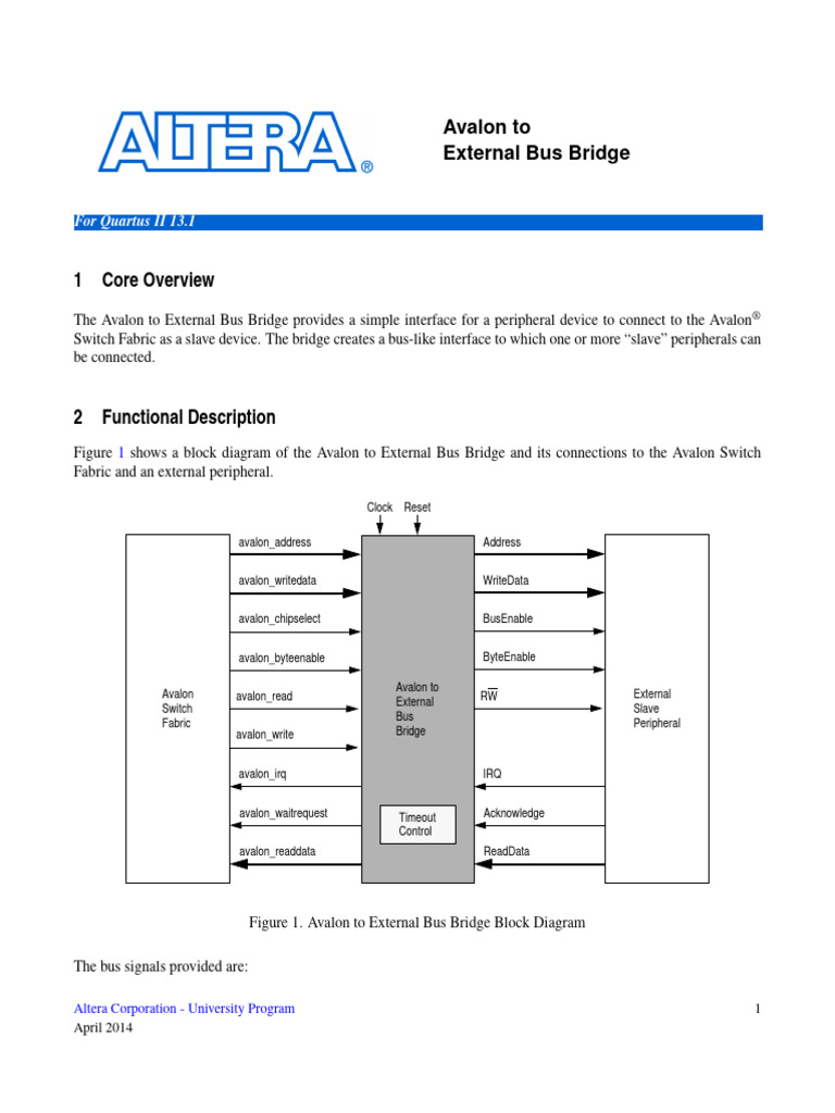 Avalon To External Bus Bridge | PDF | Computer Engineering | Computing