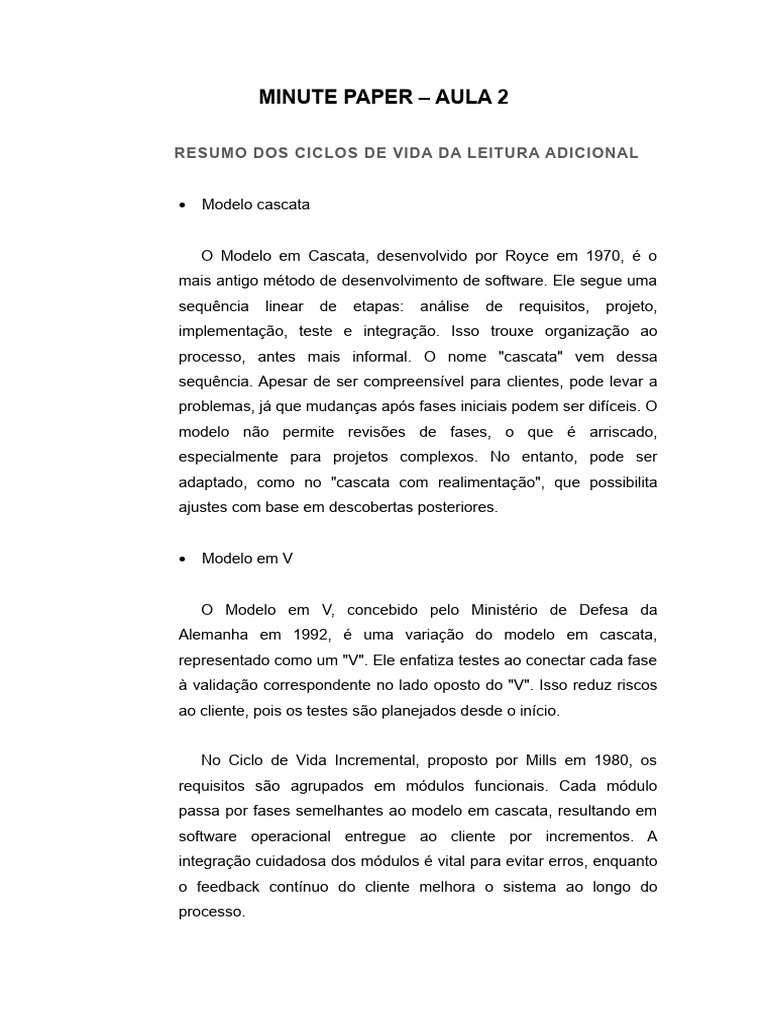 Minute Paper - Aula 2 | PDF