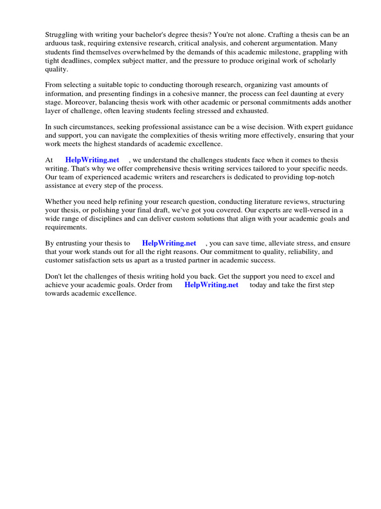 Bachelor Degree Thesis Sample | PDF | Thesis