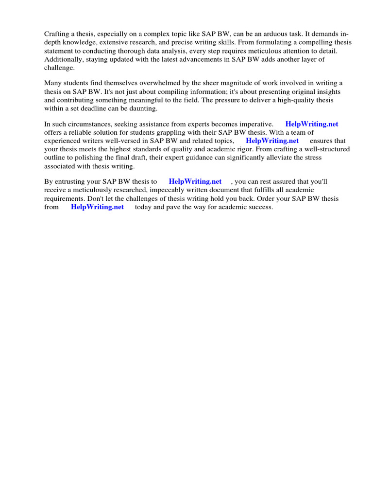 Sap BW Thesis | PDF | Analytics | Data Warehouse