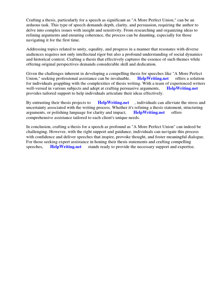 A More Perfect Union Speech Thesis | PDF