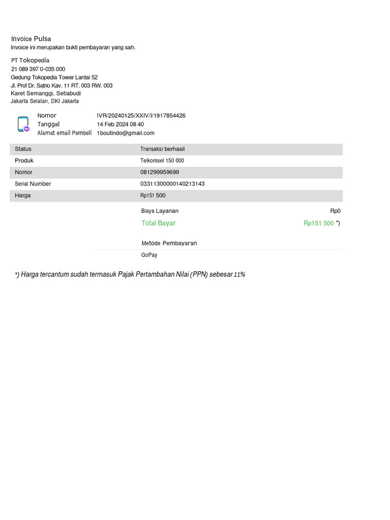 Invoice Pulsa | PDF