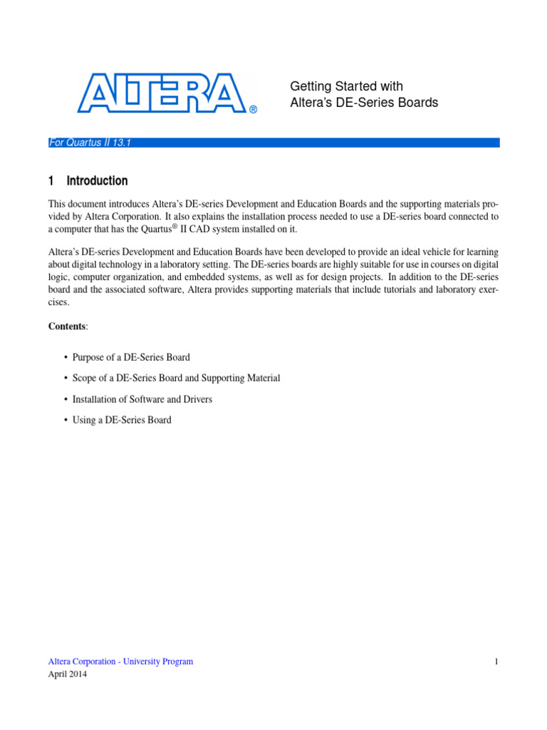 Getting Started With DE-series Boards | PDF | Embedded System | Field Programmable Gate Array