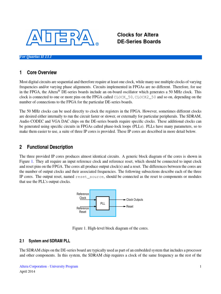 Altera UP Clocks | PDF | Field Programmable Gate Array | Digital Technology