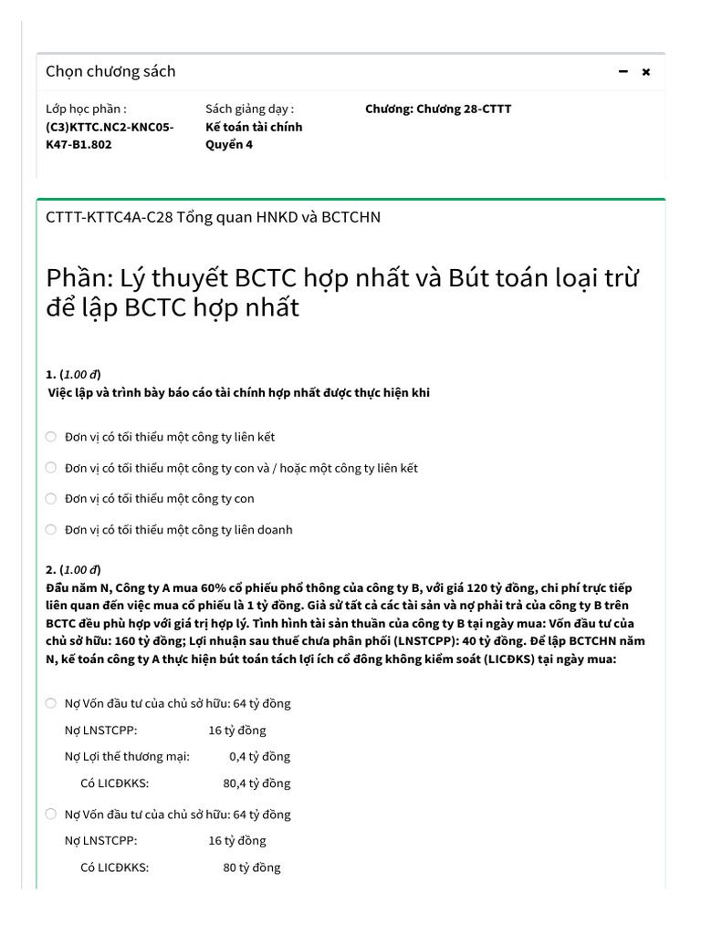 Trắc nghiệm lan c28 | PDF