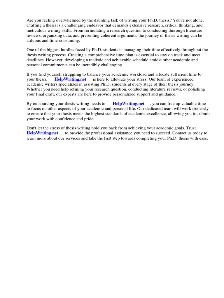 PHD Thesis Time Plan | PDF | Thesis | Doctor Of Philosophy