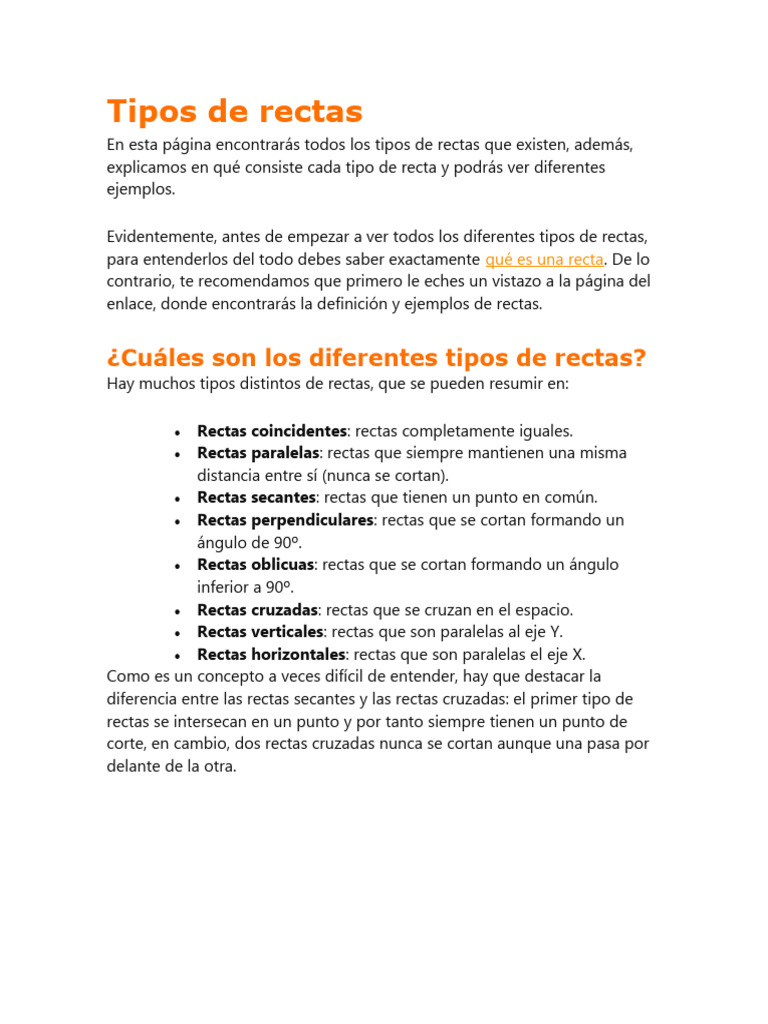 Tipos de Rectas | PDF