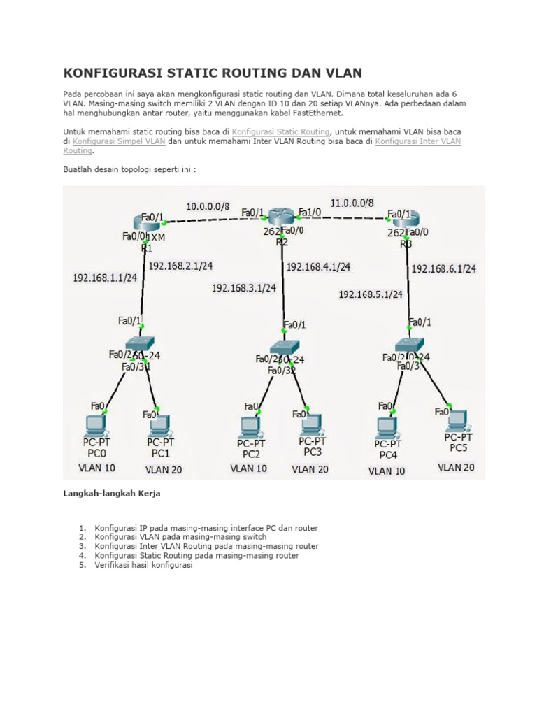 KONFIGURASI STATIC ROUTING DAN VLAN | PDF