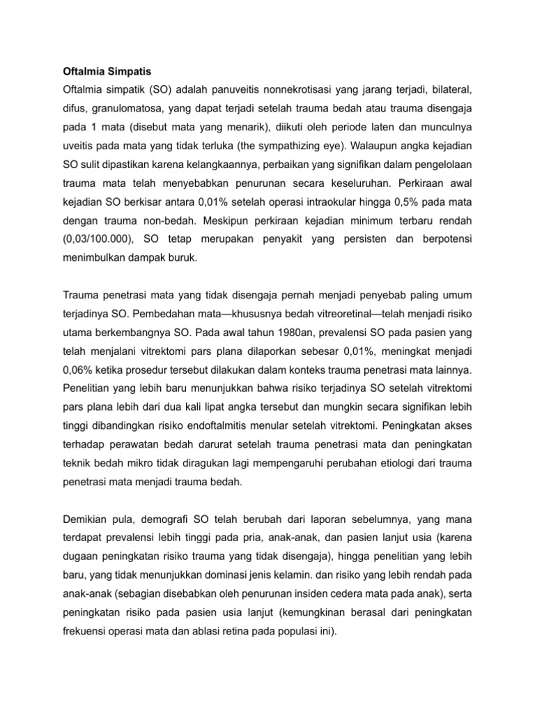 Oftalmia Simpatis (AAO 9 Uveitis and Ocular Inflammation) New | PDF