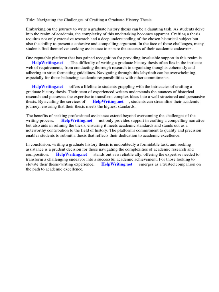 How To Write A Graduate History Thesis | PDF | Thesis | Essays