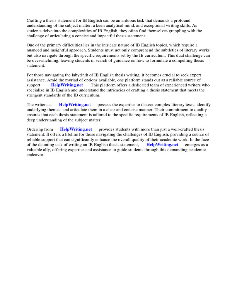 How To Write A Thesis Statement For Ib English | PDF