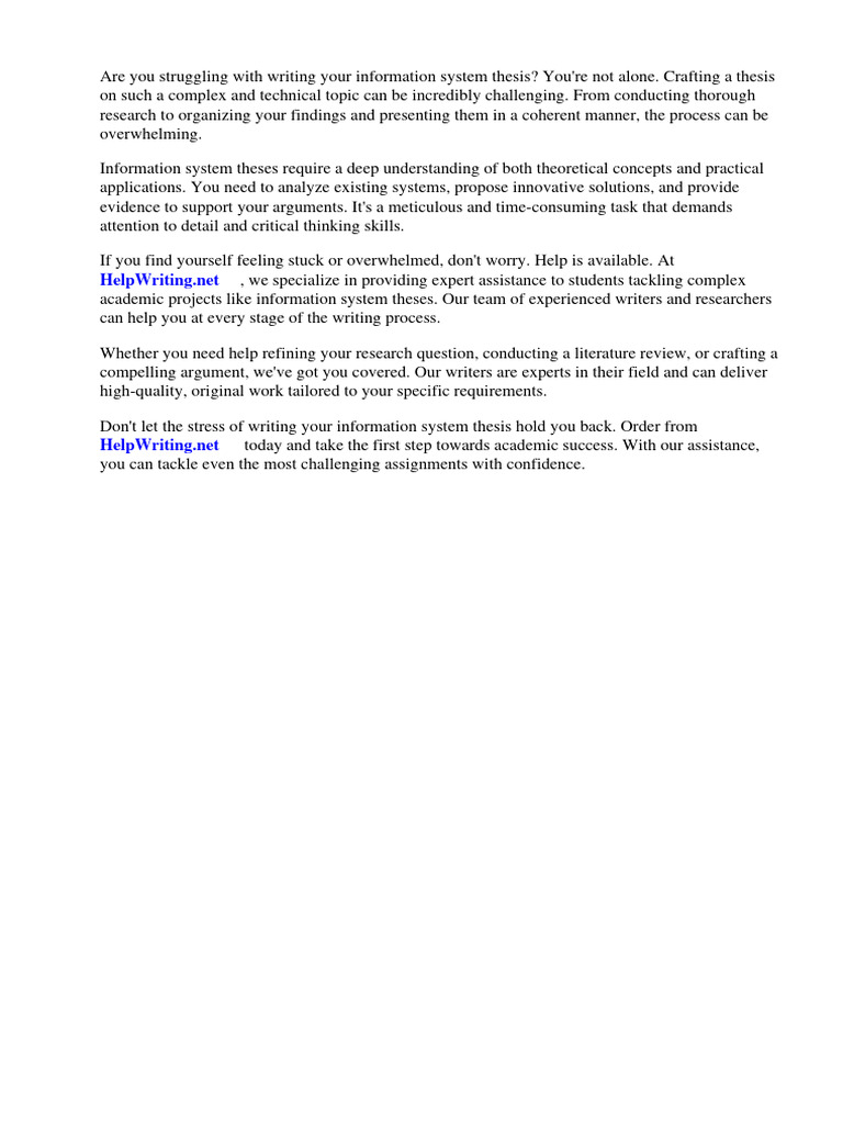 Information System Thesis Sample | PDF