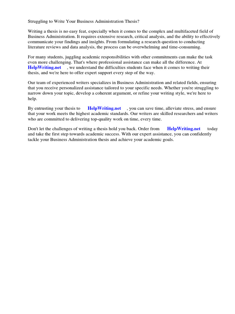 Business Administration Thesis Topics | PDF