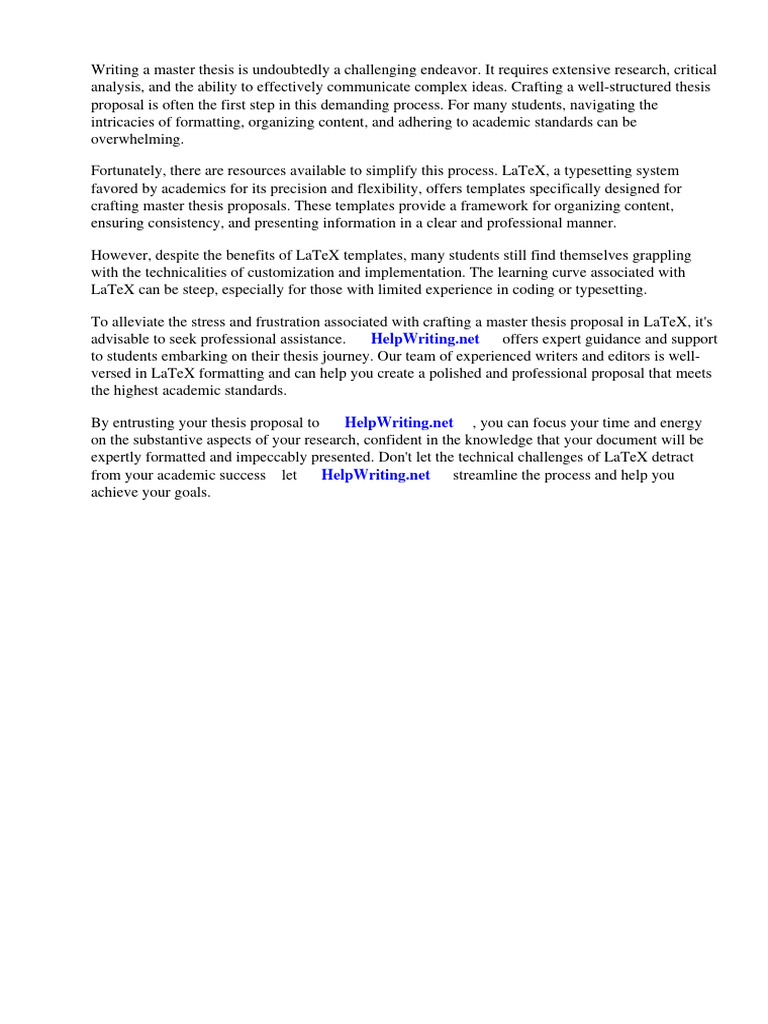 Master Thesis Proposal Template Latex | PDF