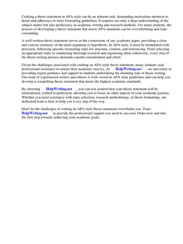 Apa Style Thesis Statement Pdf