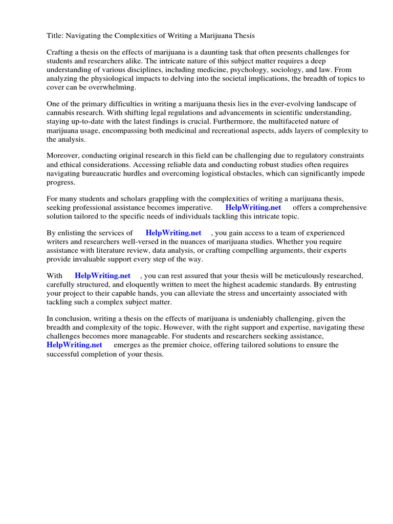 Effects of Marijuana Thesis Statement | PDF