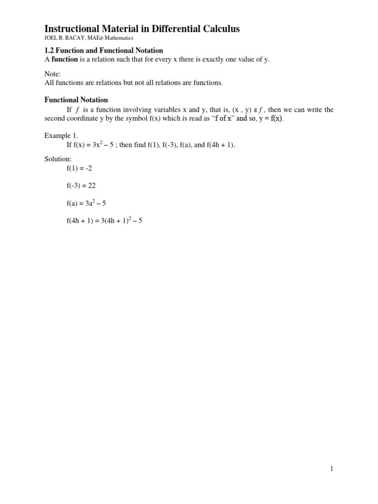 1 2 Function And Functional Notation Pdf