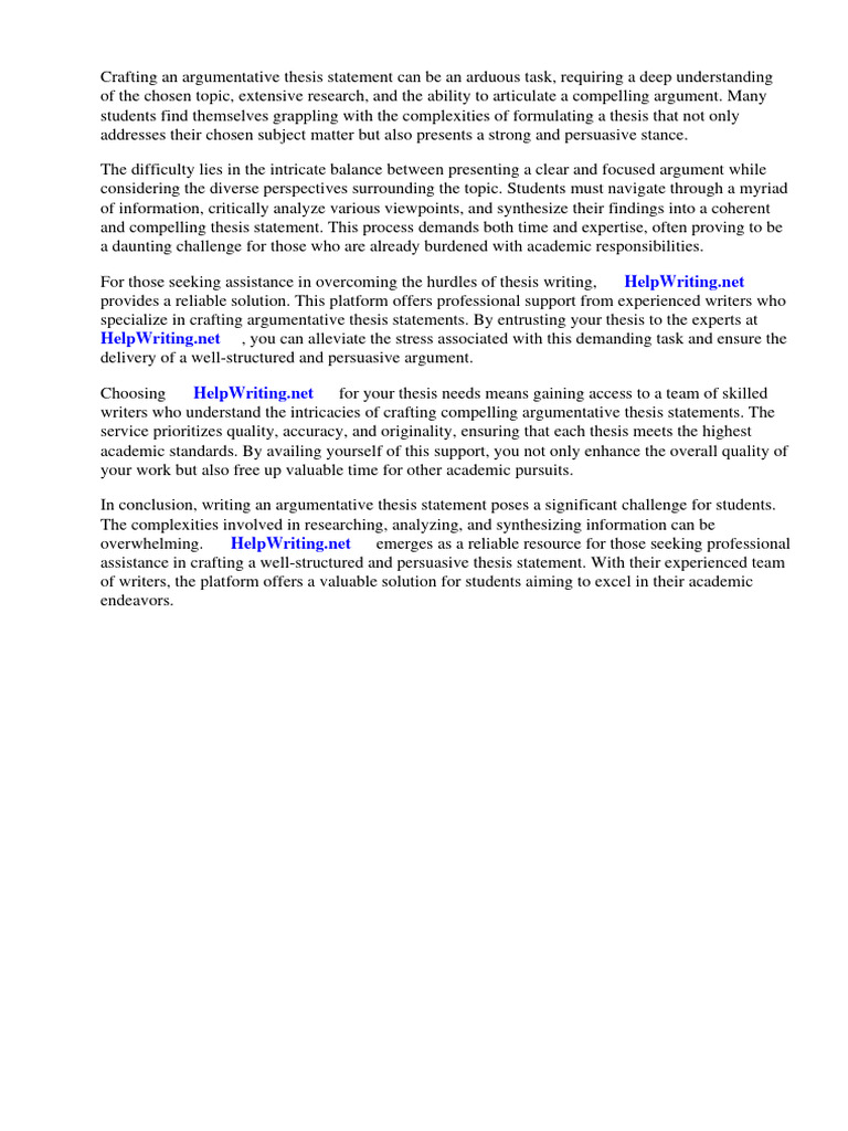 Argumentative Thesis Statement Topics | PDF