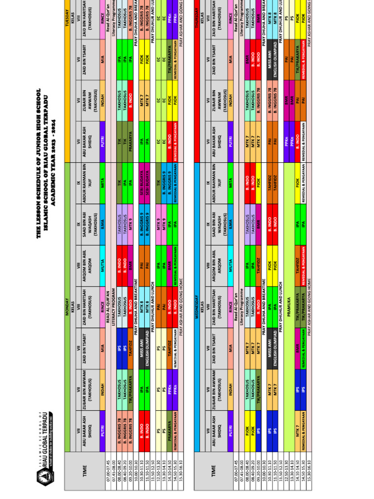 The Newest Lesson Schedule For Secondary | PDF