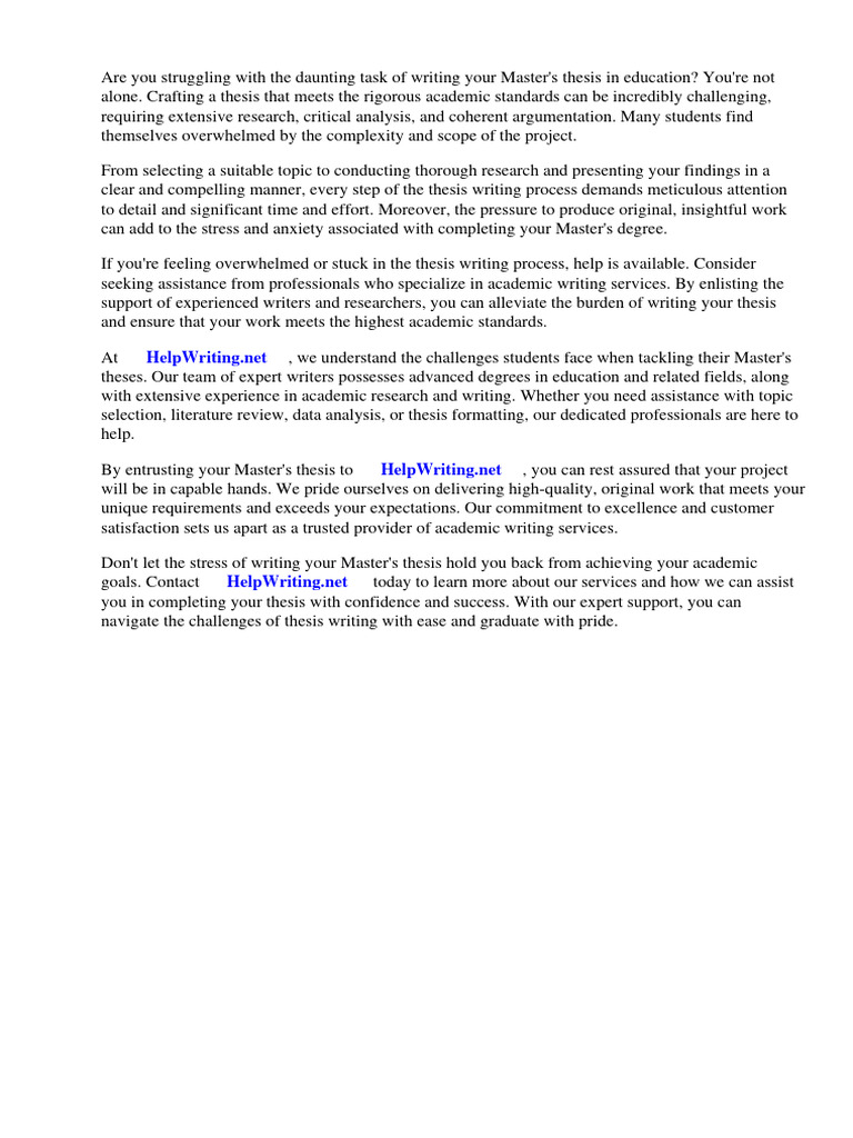 Masters Thesis Examples Education | PDF | Thesis | Master's Degree