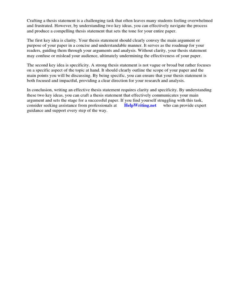 What Two Key Ideas Will Help You Write an Effective Thesis Statement | PDF
