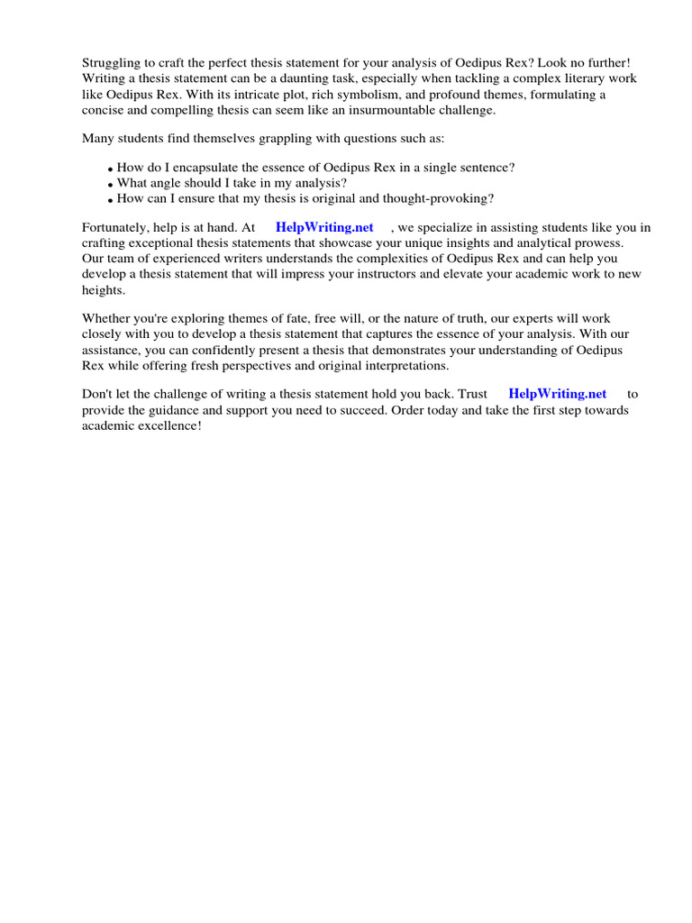 Oedipus Rex Thesis Statements | PDF | Sophocles