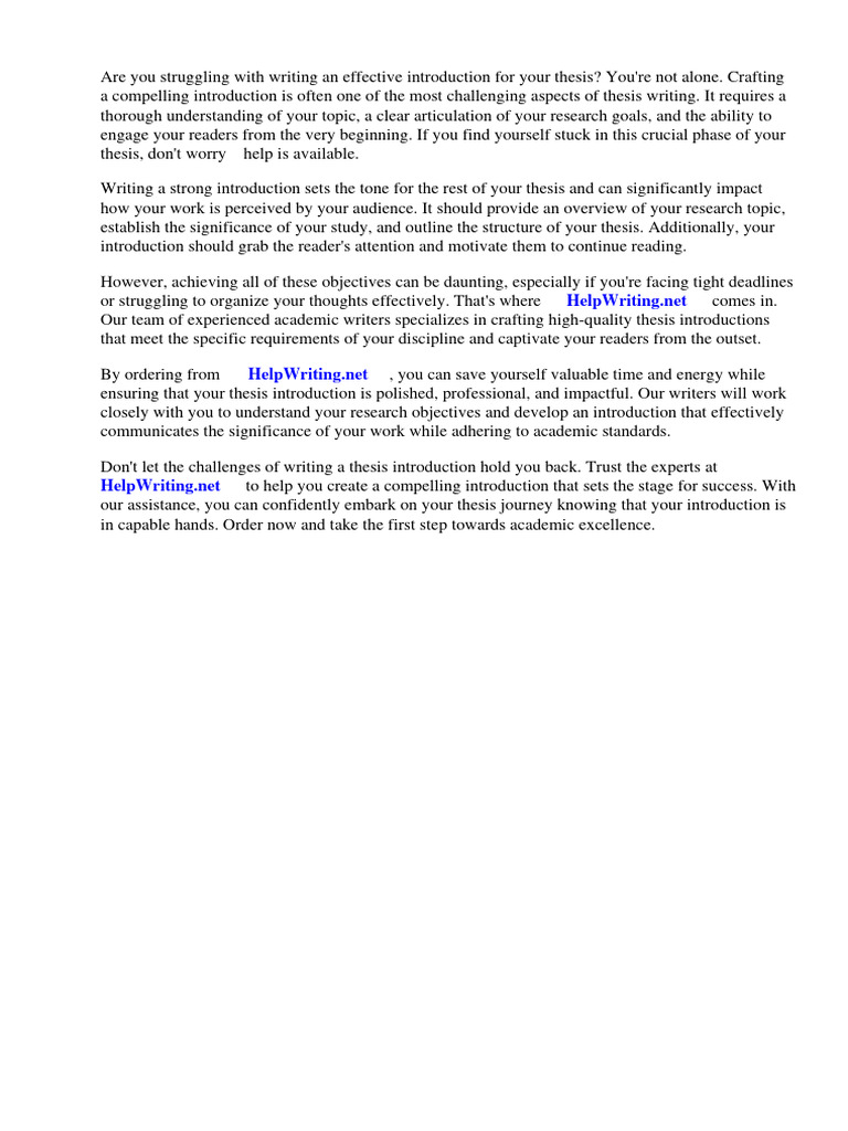 How To Write Effective Introduction For Thesis | PDF