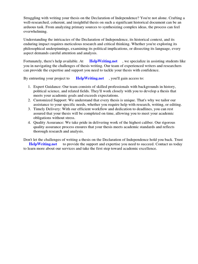 Thesis of Declaration of Independence | PDF | United States Declaration ...
