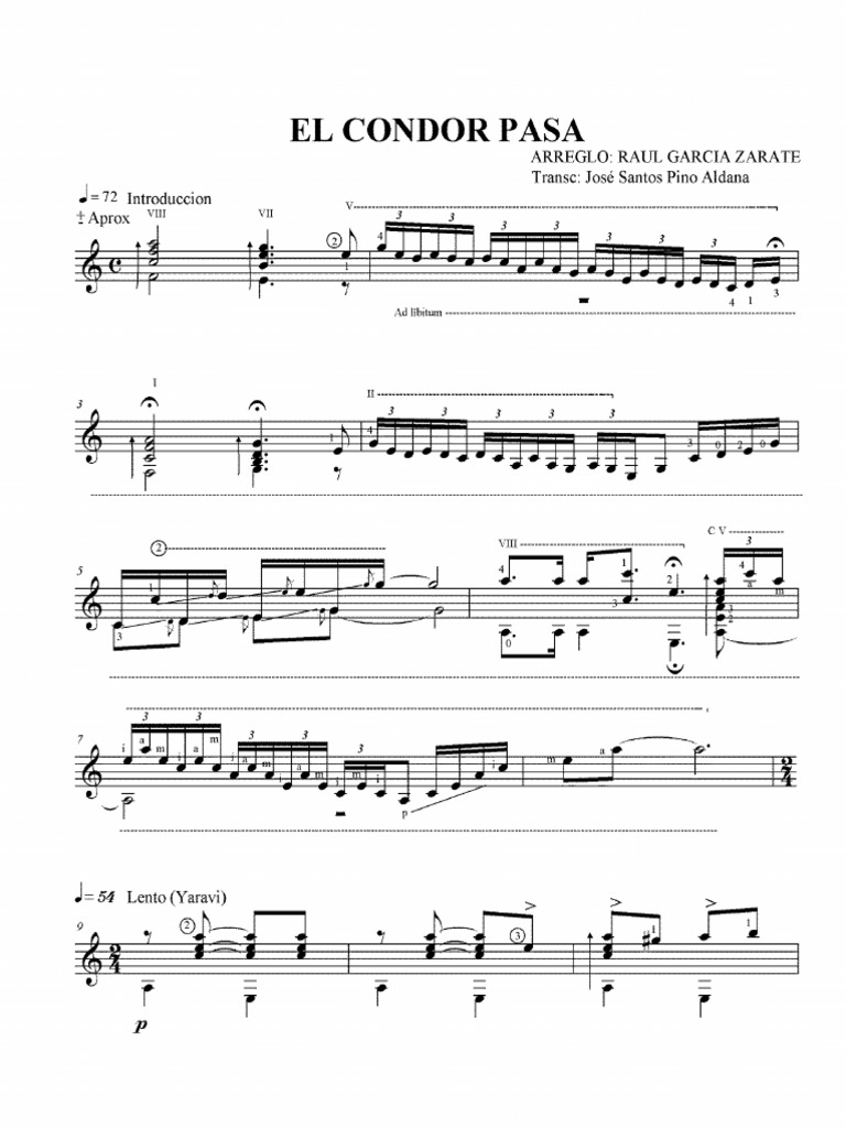 El Condor Pasa - Partitura para Guitarra | PDF El Condor Pasa - Partitura para Guitarra | PDF