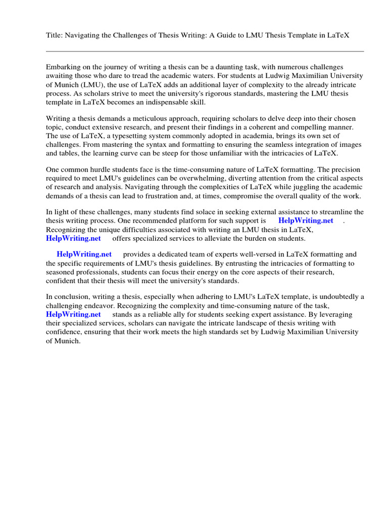 Lmu Thesis Template Latex | Download Free PDF | Thesis