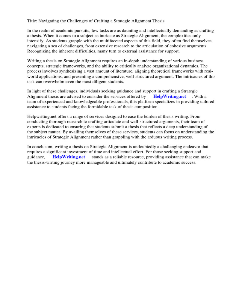 Strategic Alignment Thesis | PDF | Strategic Management | Goal
