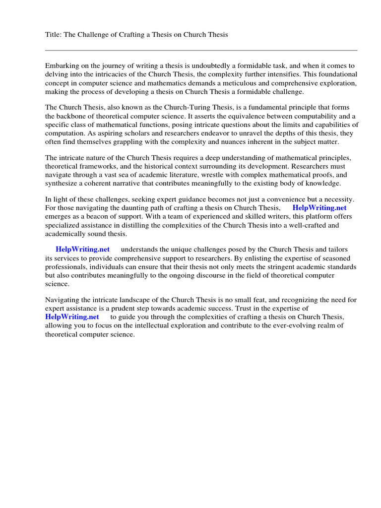 Church Thesis | PDF