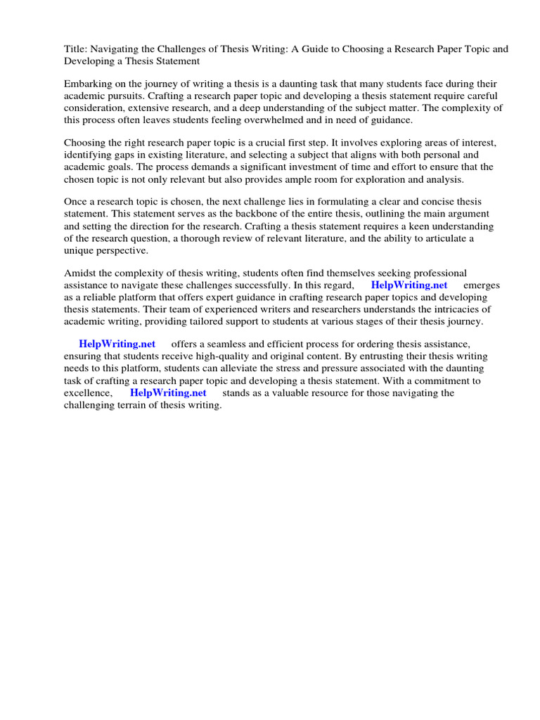 Worksheet For Choosing A Research Paper Topic Developing A Thesis Statement | PDF | Academic ...