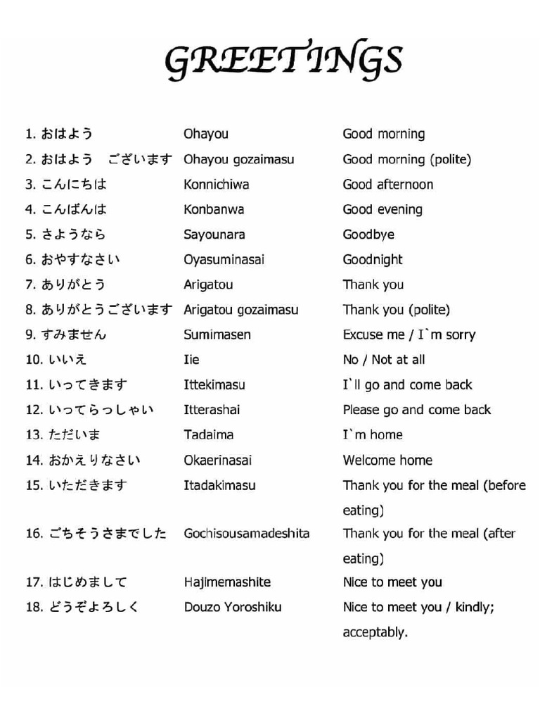 Japanese Greetings | PDF