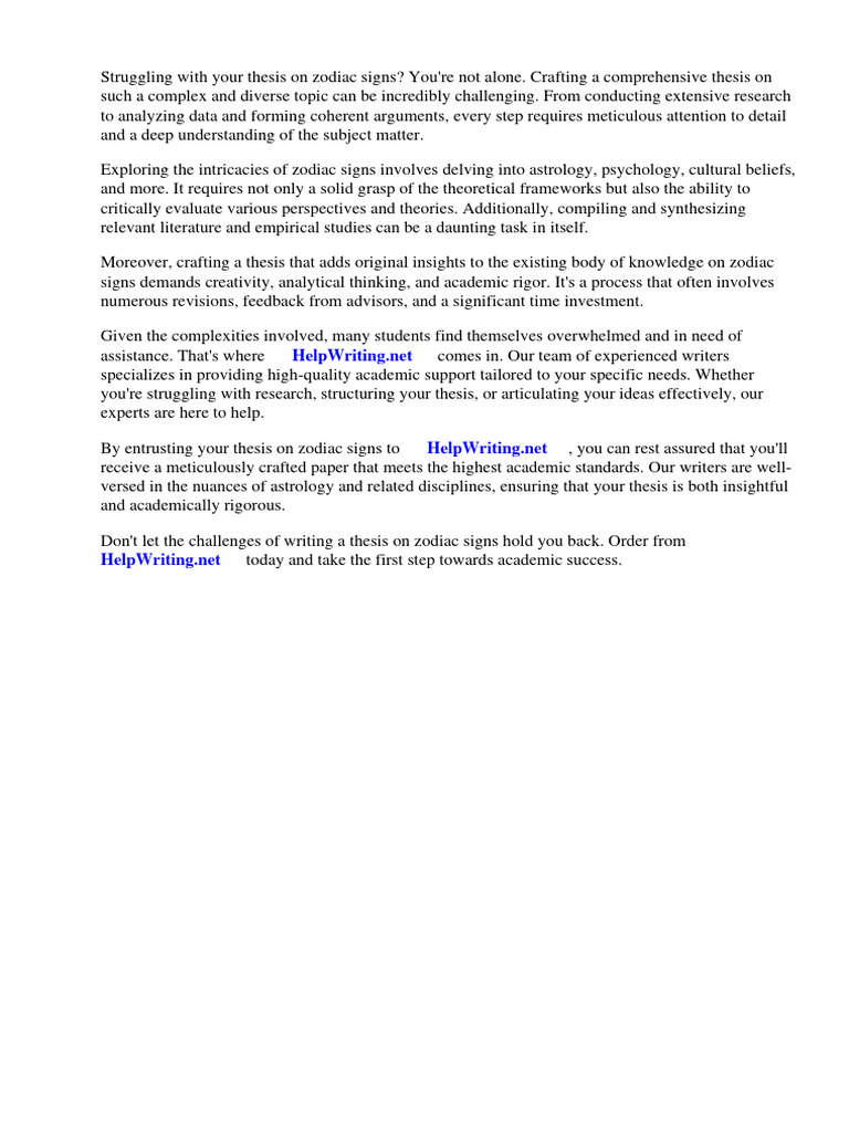 Thesis On Zodiac Signs | PDF