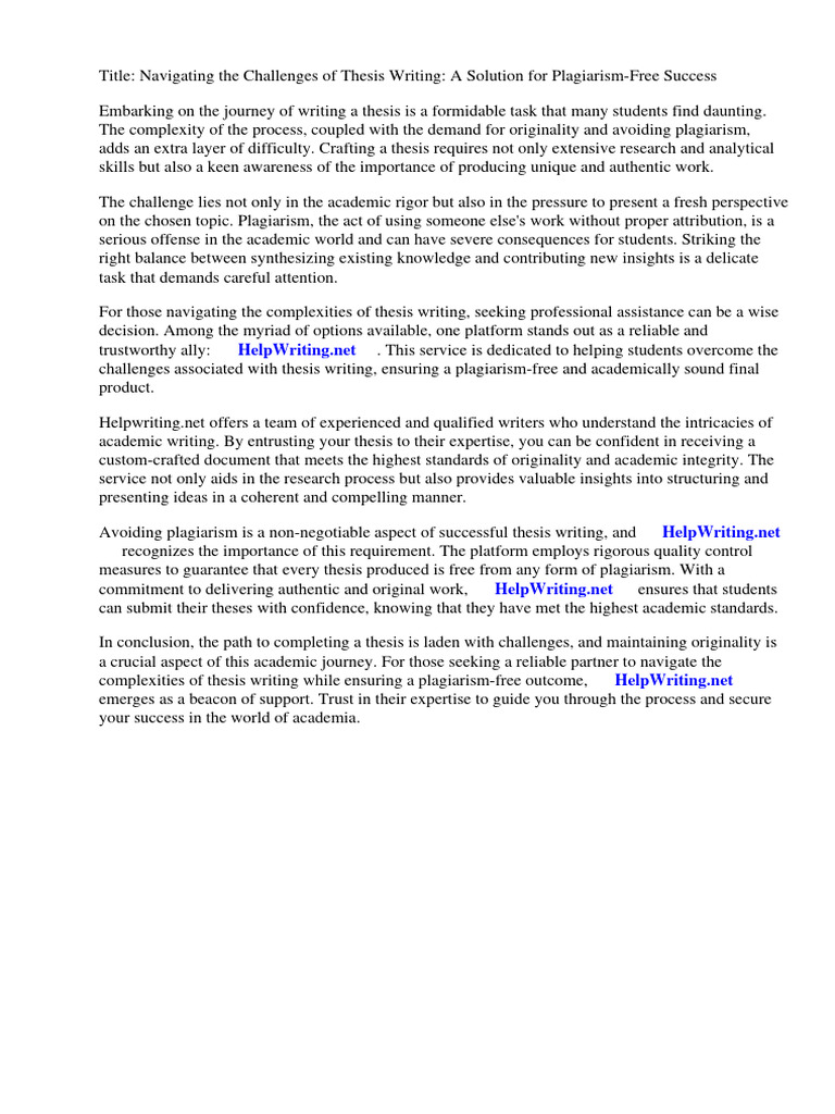 Thesis Avoid Plagiarism | PDF | Plagiarism | Human Communication