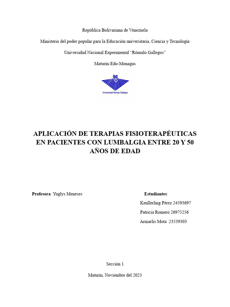 Proyecto de Lumbalgia | PDF | Dolor lumbar | Factores humanos y ergonomía