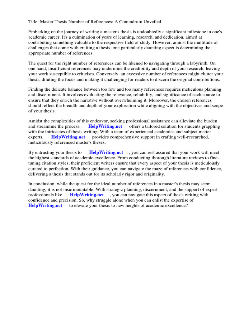 Master Thesis Number of References | PDF
