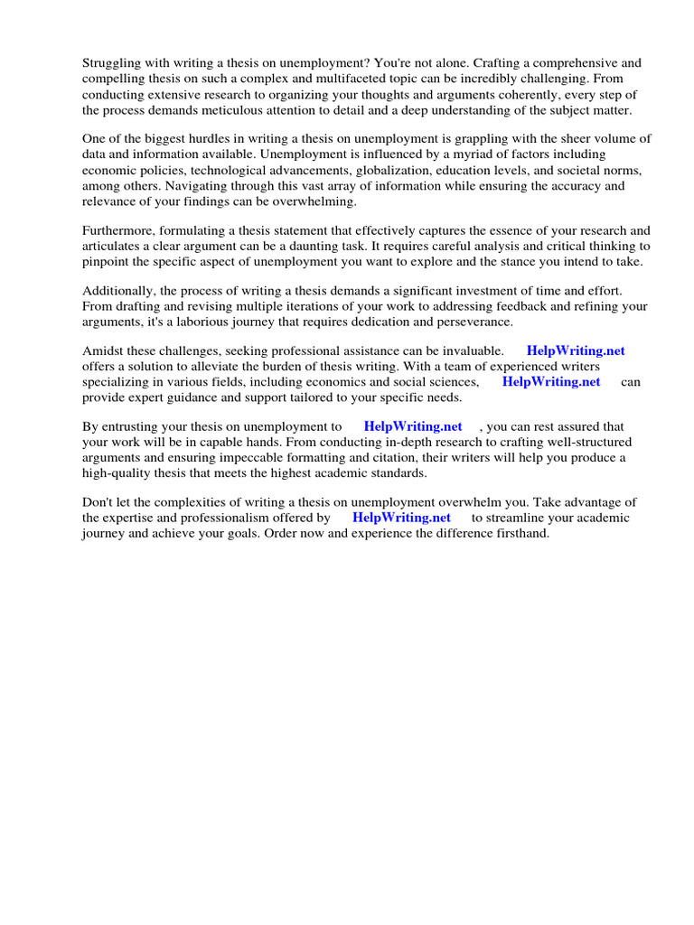 Unemployment Thesis | PDF