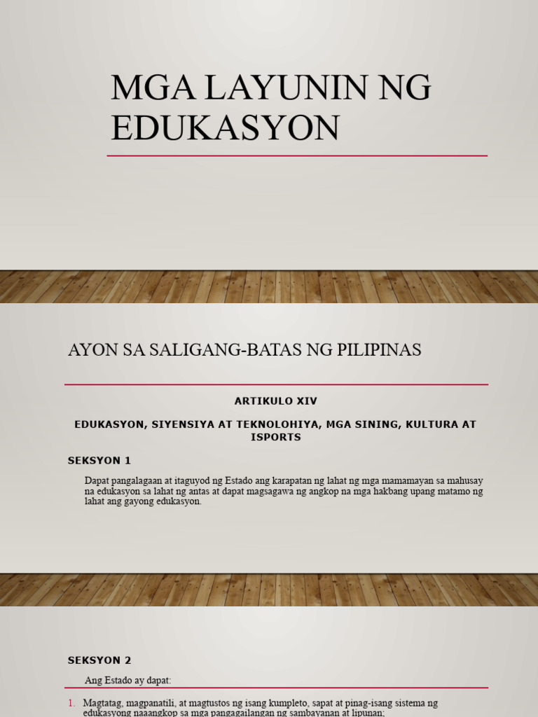 2nd Lecture .... Mga Layunin NG Edukasyon | PDF