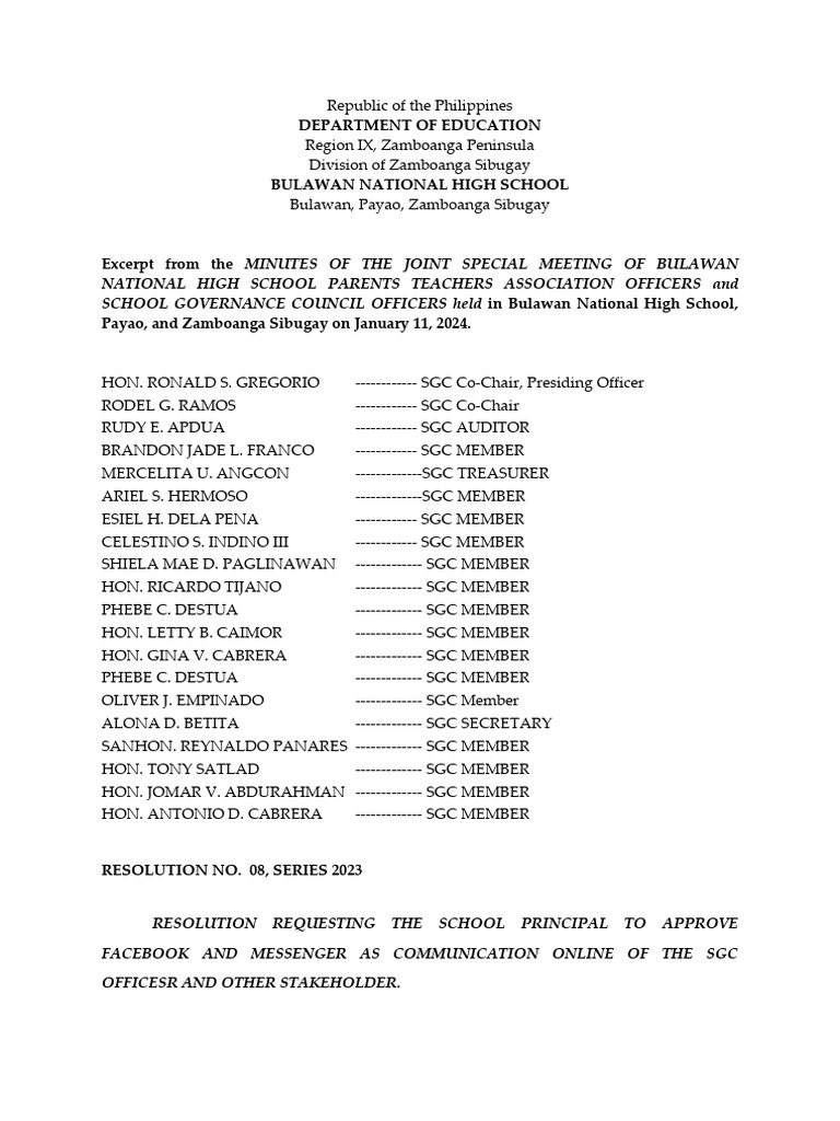 SGC RESOLUTION - Communication | PDF