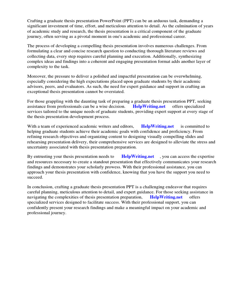 Graduate Thesis Presentation | PDF | Microsoft Power Point | Thesis