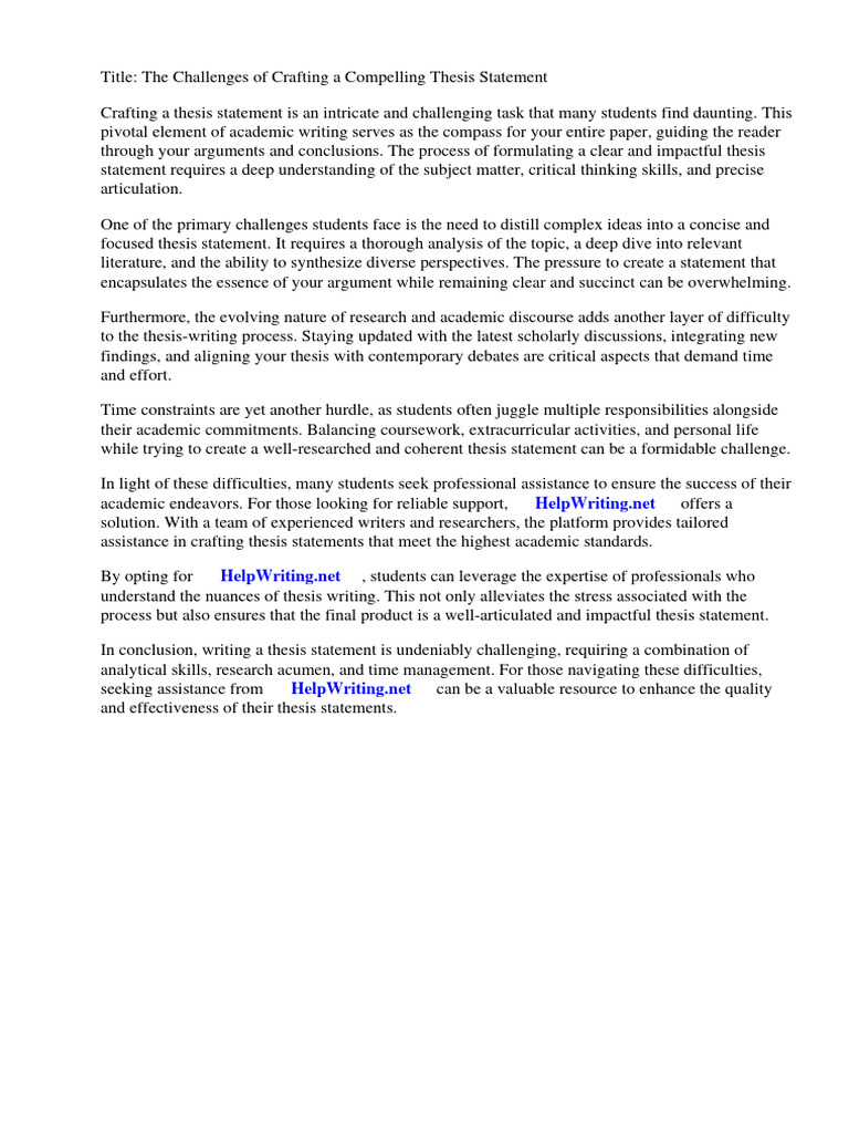 Main Idea or Thesis Statement | PDF | Essays | Thesis