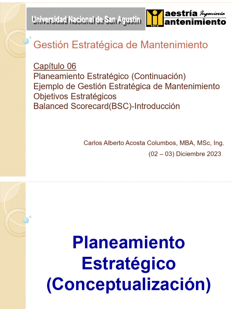 Cap06-Planeamiento Estratégico y BSC (Introduccion) | PDF | Análisis FODA | Planificación ...