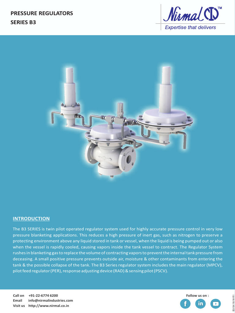 Nirmal B3 Series Pilot Regulators | PDF | Technology & Engineering
