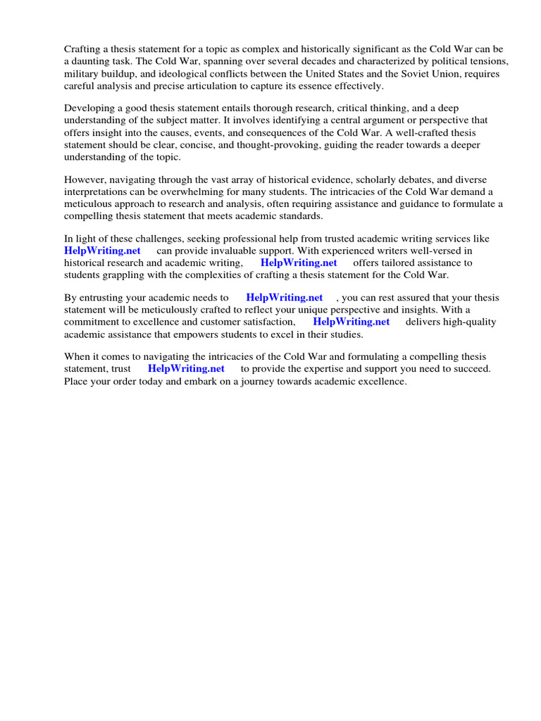 Good Thesis Statement For Cold War | PDF | Politics
