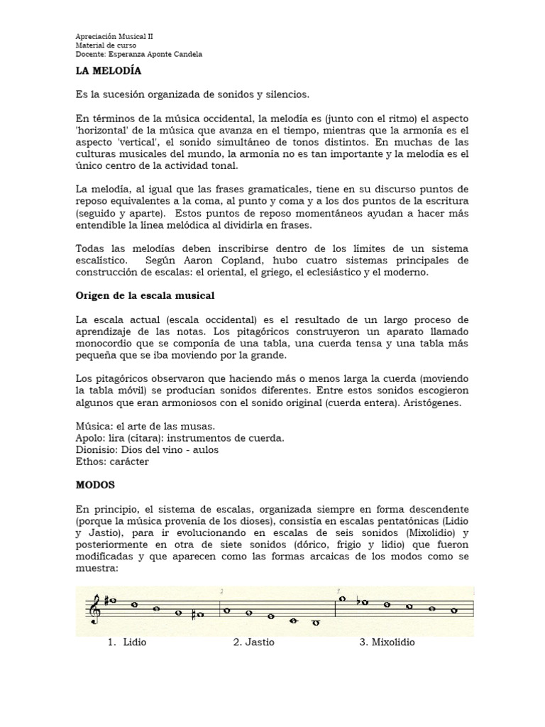 Fundamentos de Melodía y Escalas Musicales | PDF | Modo (música ...