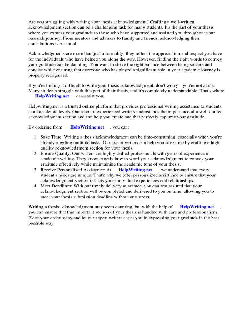 Sample Acknowledgement For Thesis Writing | PDF | Thesis | Gratitude