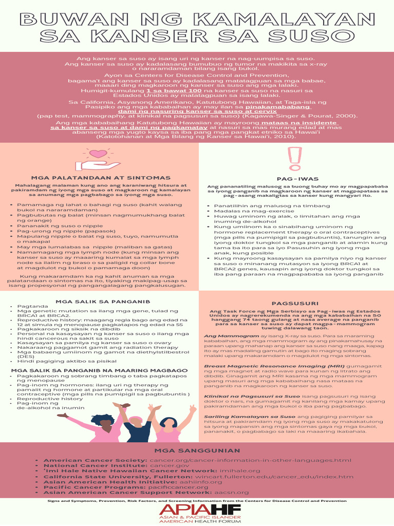 Breast Cancer Awareness Month Infographic - Tagalog | PDF